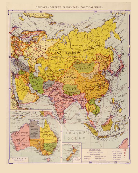 Map of Asia (1934) - Yvonne - Drawings & Illustration, Places & Travel ...