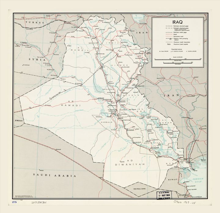 Map of Iraq (1967) - Yvonne - Drawings & Illustration, Places & Travel ...