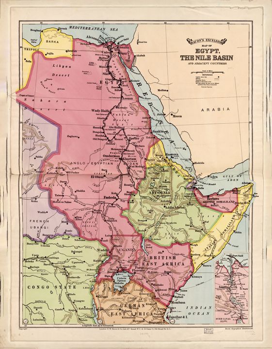 The Nile Basin, Egypt Map (1916) - Yvonne - Drawings & Illustration ...