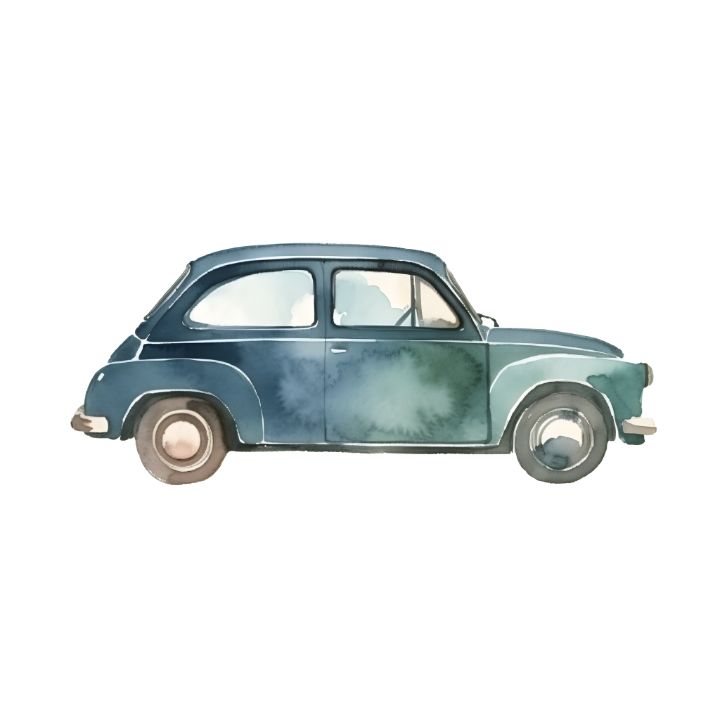 Green - Blue Vintage Watercolor Car - Arclight LLC - Paintings & Prints ...