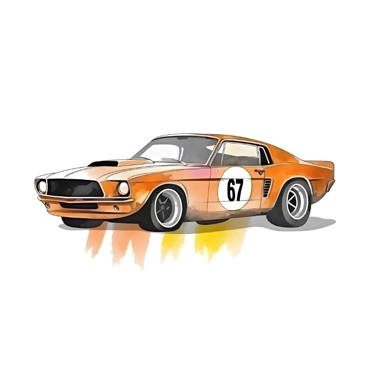 Classic Orange Race Car #67 - Arclight LLC - Paintings & Prints ...
