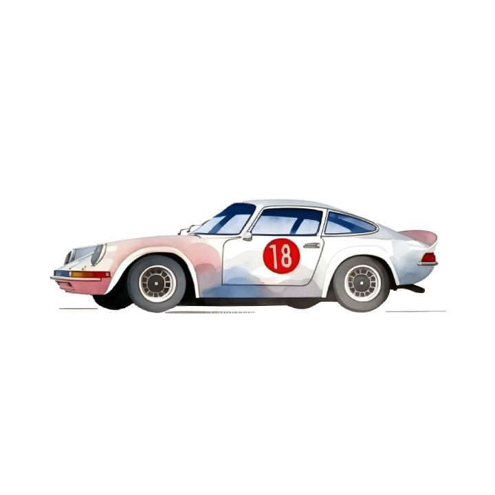 Watercolor Classic white Race Car - Arclight LLC - Paintings & Prints ...