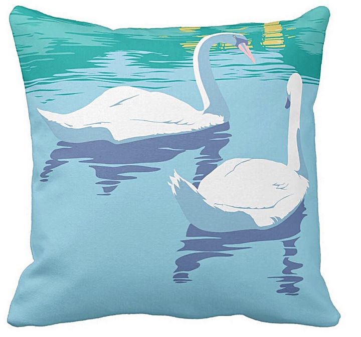 Swans Throw Pillow - Walt Curlee Fine Art & Prints - Textile & Apparel ...