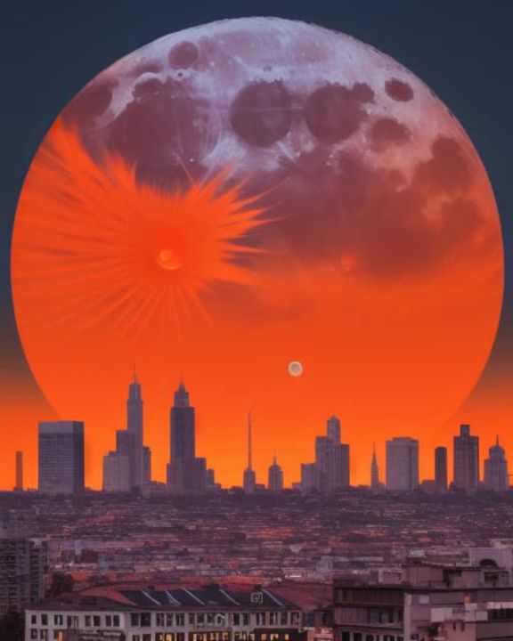 Orange Moon Rising - Papa Martini Art - Digital Art & AI, Fantasy ...
