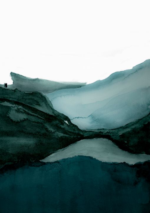 Emerald Horizon — Abstract Watercolo - SemelArt - Paintings & Prints ...