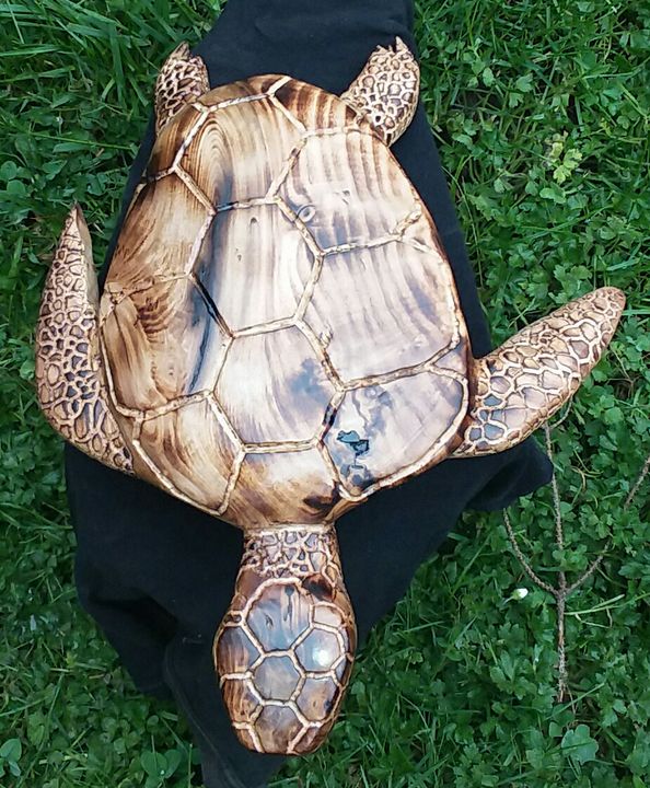 Myrtle wood Sea Turtle - Wise Creations - Sculptures & Carvings ...