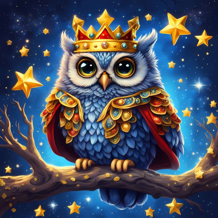 King Blue Owl - Donatas - Digital Art & AI, Animals, Birds, & Fish ...