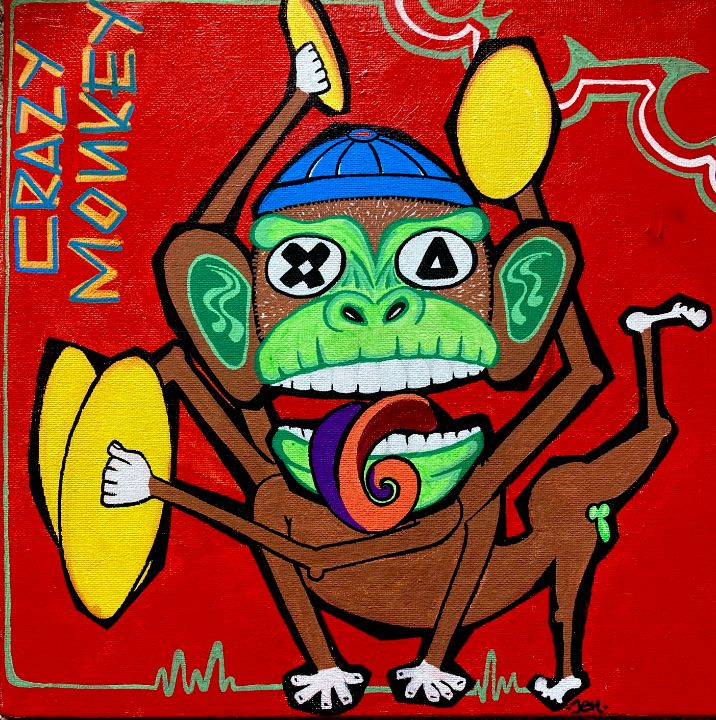 Crazy monkey - Jen_ethic - Paintings & Prints, Animals, Birds, & Fish ...
