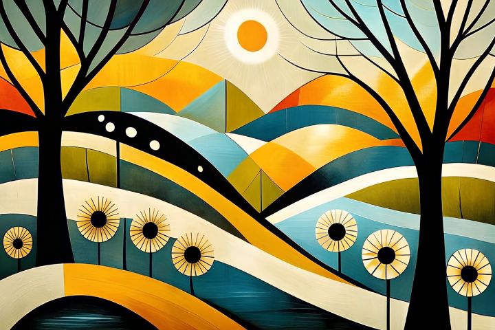Vibrant Abstract Cubist Nature - Nova Strokes - Drawings & Illustration ...