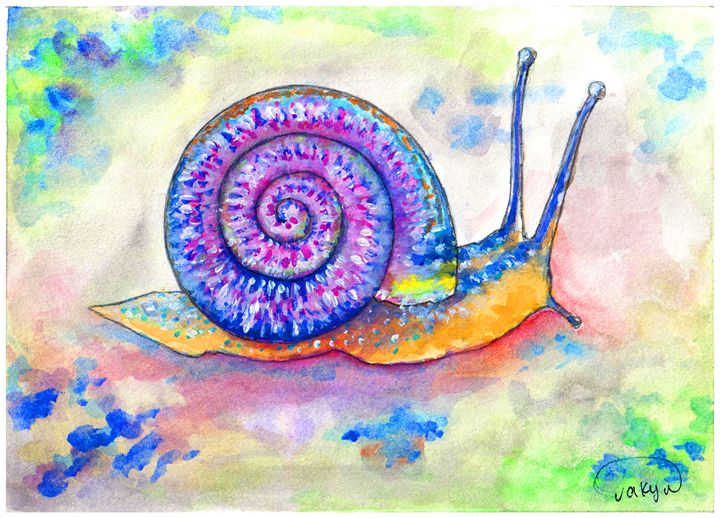 Colorful Snail - Watercolor Paintings - Paintings & Prints, Animals ...