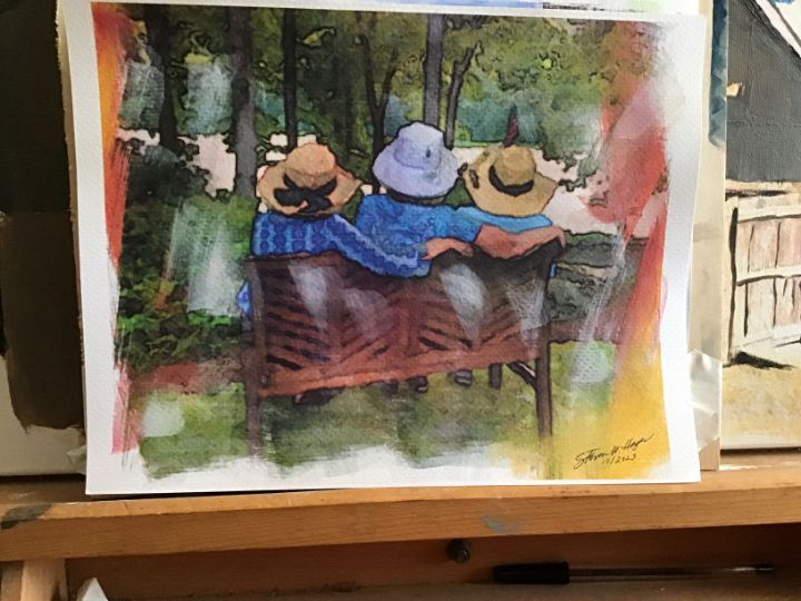 Sisters at the river - Watercolors by Steven Hager - Paintings & Prints ...