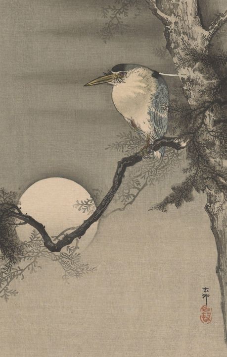 Ohara Koson~Heron perched on a branc - Old classic art - Paintings ...