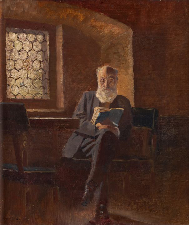 László Mednyánszky~Man Reading. Baro - Old classic art - Paintings ...