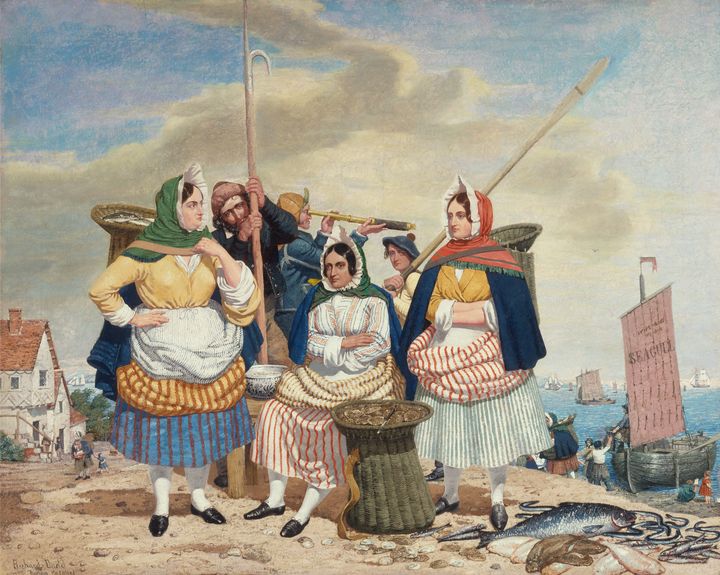 Richard Dude~Fish Market by the Sea - Old classic art - Paintings ...