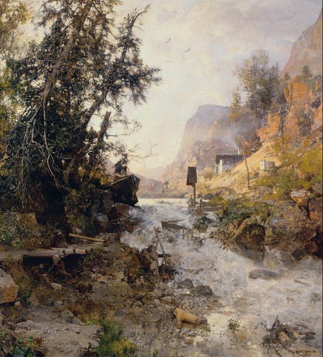 Robert Russ~Mountain Torrent after t - Old classic art - Paintings ...