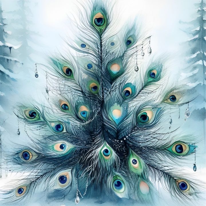 Peacock Feather Tree - Dawns Designs - Digital Art & AI, Animals, Birds ...