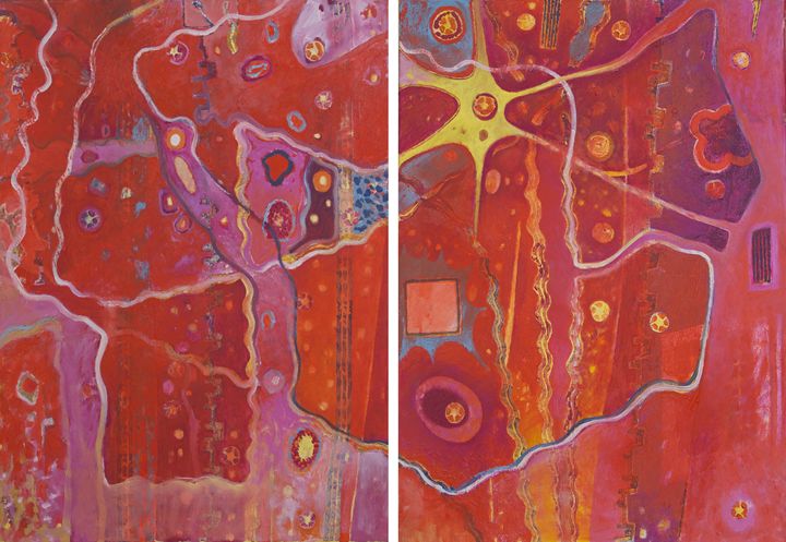 roter schleier - Nicole Scheller - Paintings & Prints, Abstract ...