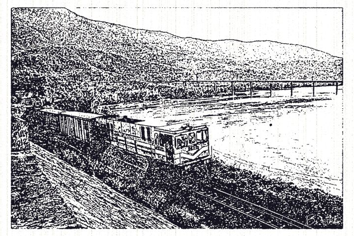 Train passes through the mountains - bo vibb - Paintings & Prints ...