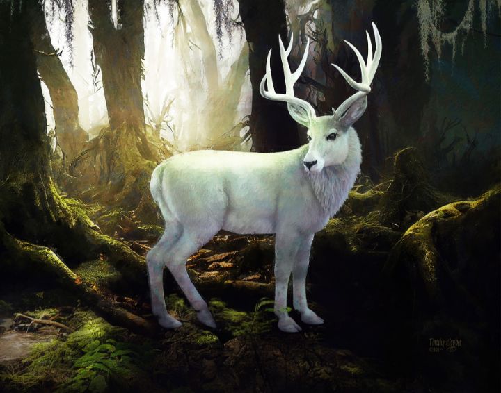 Silver Stag - Swampy Sloth Studios - Digital Art & AI, Animals, Birds, & Fish, Deer - ArtPal