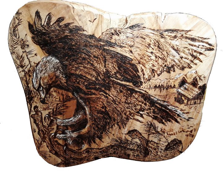 pyrography, woodburning, eagle - voicivoilà - Sculptures & Carvings ...