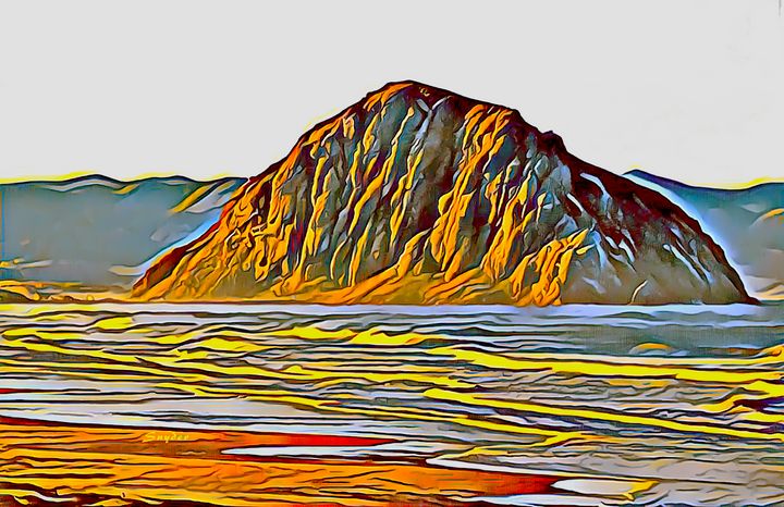 Morro Rock Morro Bay Abstract - FASGallery/ArtPal - Paintings & Prints ...