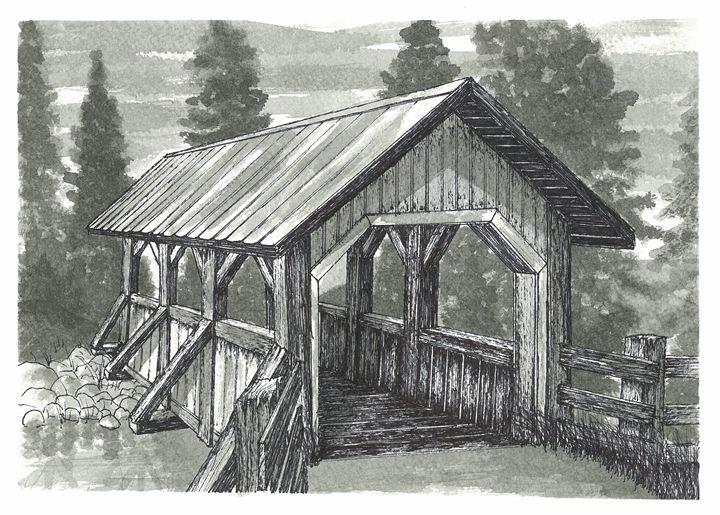 Covered Foot Bridge - Jonathan Baldock - Drawings & Illustration ...