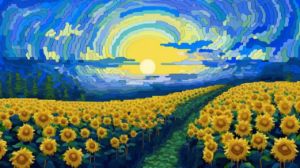 Pixelated Beauty: Sunflower Field - Hive42Designs - Paintings & Prints ...