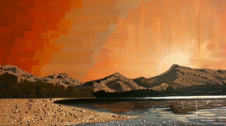 Mountain Sunset Aboriginal Patterns - Hive42Designs - Digital Art & AI ...