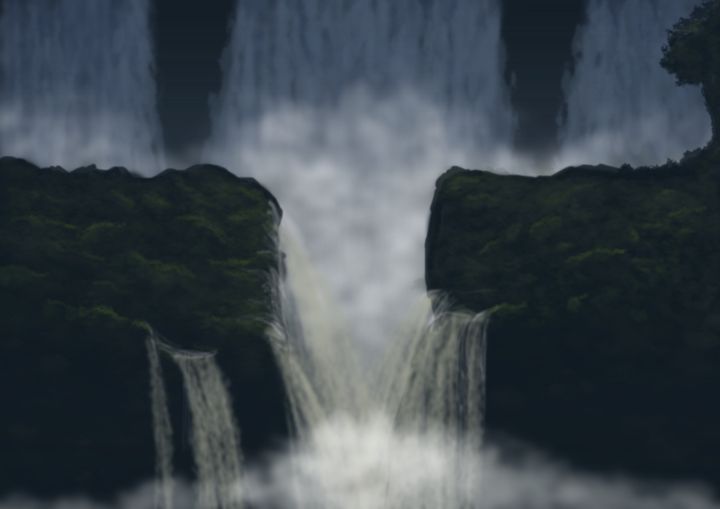 Rainforest Waterfall - Kye James - Digital Art & AI, Landscapes ...