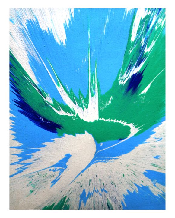 Green Blue Collision - Vertical - JOY - Paintings & Prints, Abstract ...