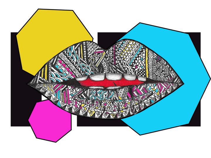 Lips - Drawings - Drawings & Illustration, Abstract, Geometric - ArtPal
