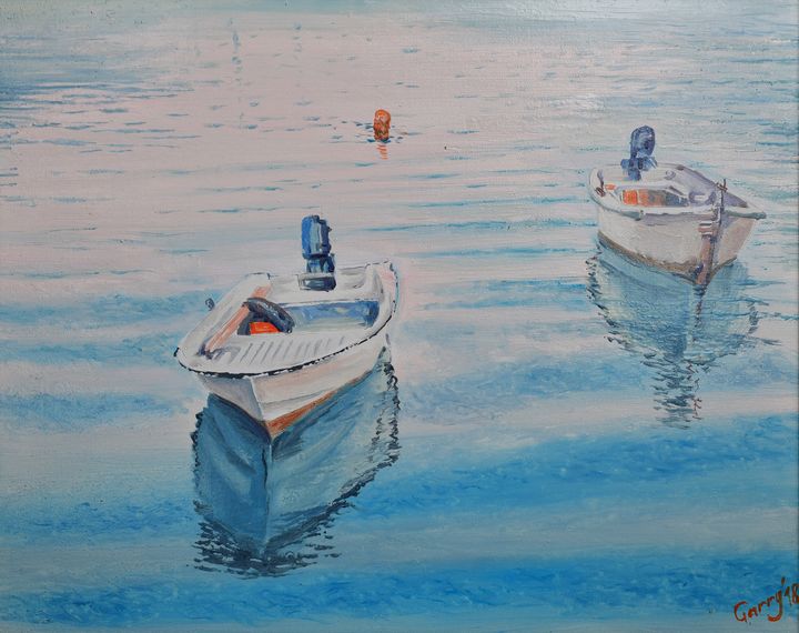 Boats reflection - Garry Art Gallery - Paintings & Prints, Landscapes ...