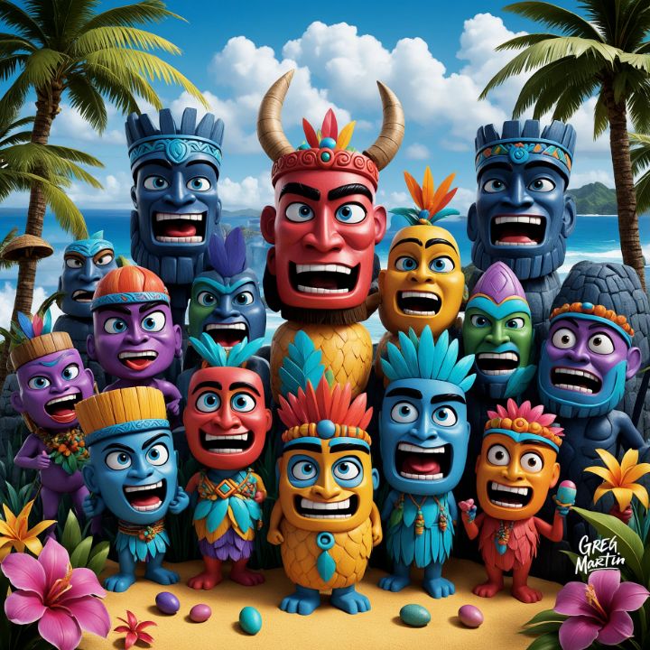 A Gang of TIKI - GREG MARTIN - Digital Art & AI, Ethnic, Cultural ...
