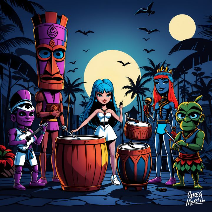 Bongo Tiki Lesson - GREG MARTIN - Digital Art & AI, Ethnic, Cultural ...