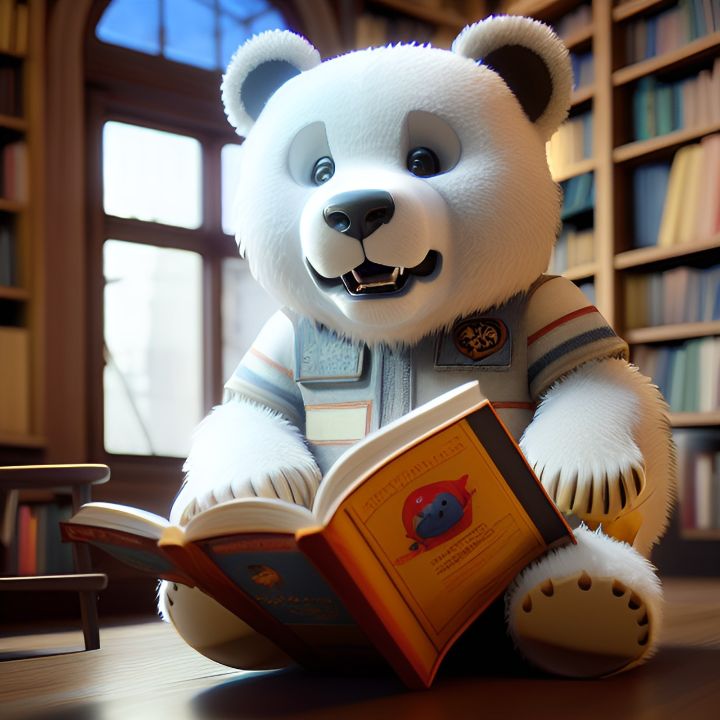 White bear read book - Cloudsky23 - Digital Art & AI, Animals, Birds ...