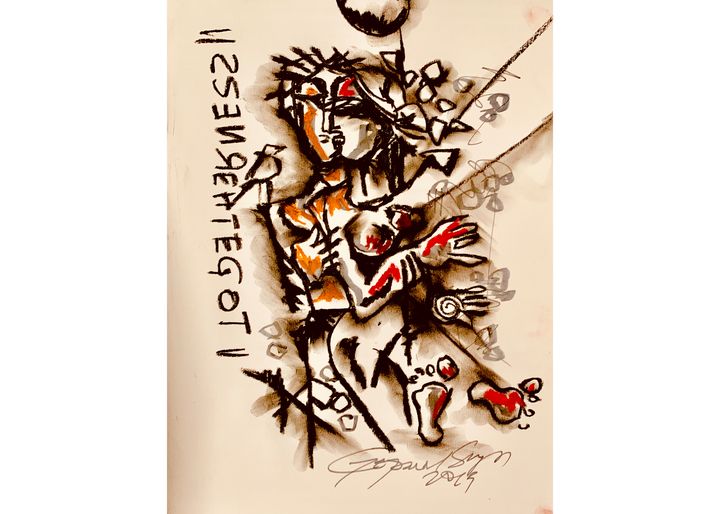 Togetherness Arts - RedBlue Arts - Drawings & Illustration, Abstract ...