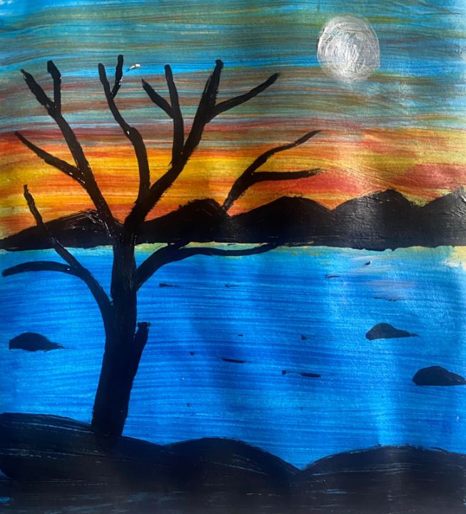 Sunset moment by the river - Upoma’s Gallery - Drawings & Illustration, People & Figures ...