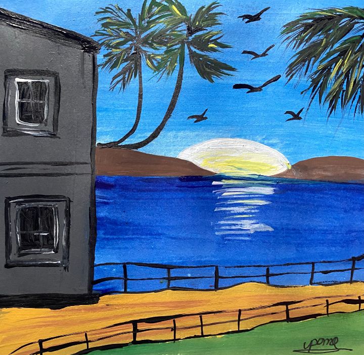 Beautiful sunset nature drawing - Upoma’s Gallery - Drawings ...