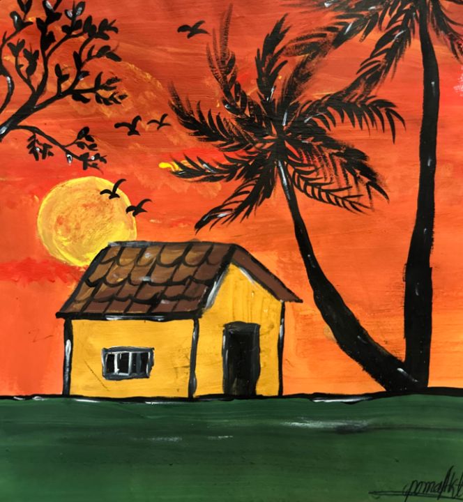 How to draw sunset scenery - Upoma’s Gallery - Drawings & Illustration ...
