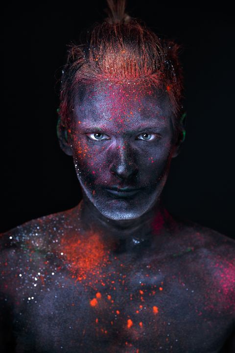 man painted in fluorescent UV colors - Faces Studio - Photography ...