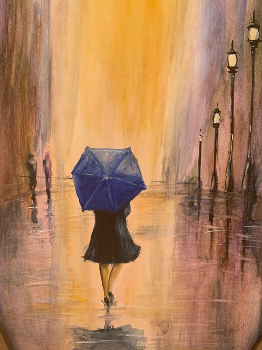 watercolour walking in the rain - Gillian McIntosh - Paintings & Prints ...