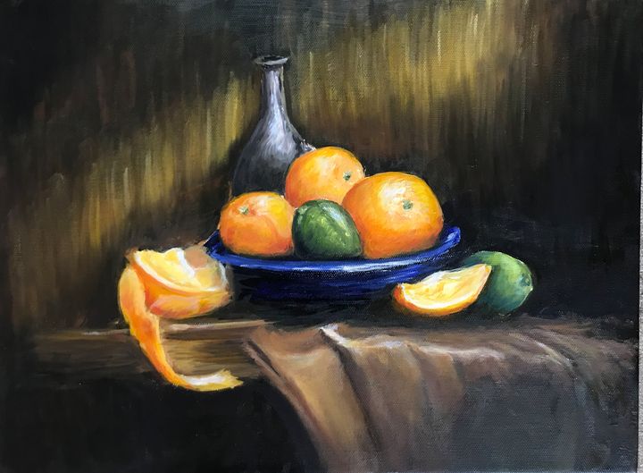 Still life oranges and Lime - Gillian McIntosh - Paintings & Prints ...