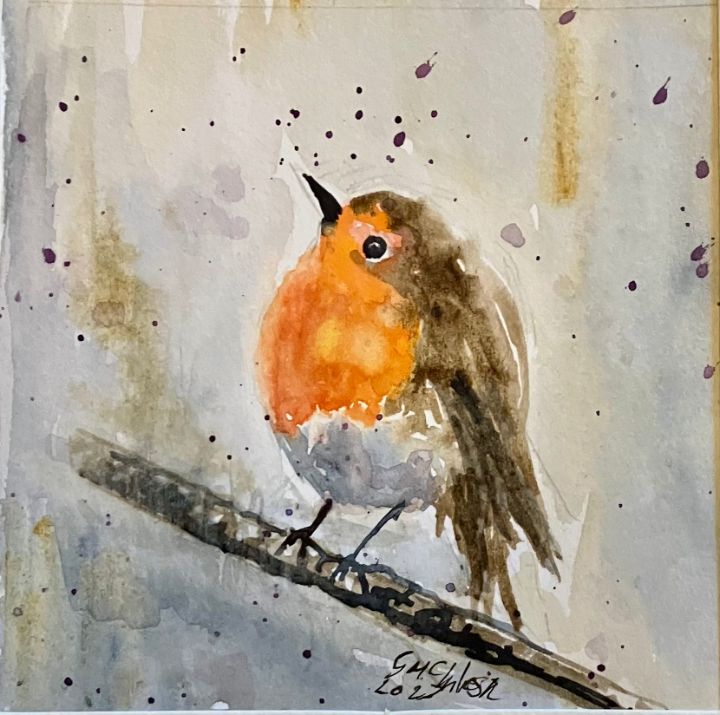 Watercolour robin - Gillian McIntosh - Paintings & Prints, Animals ...