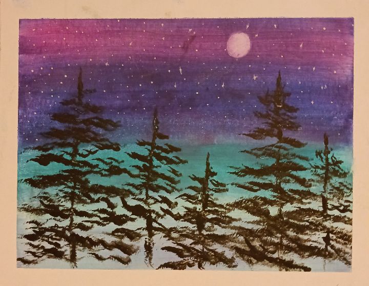 Night sky - My art - Paintings & Prints, Landscapes & Nature, Skyscapes, Night Sky - ArtPal