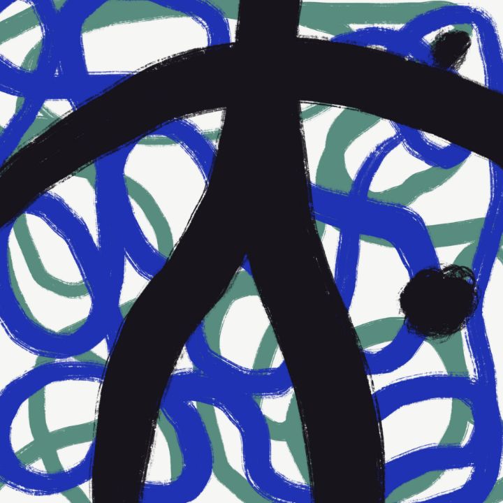 Expressionism abstract in blue green - Little dean - Paintings & Prints ...