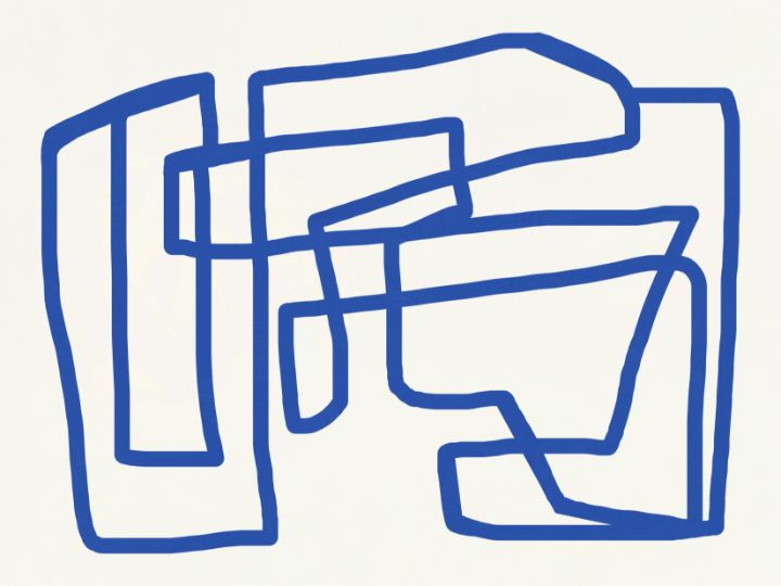 Line art in cobalt blue - Little dean - Paintings & Prints, Abstract ...