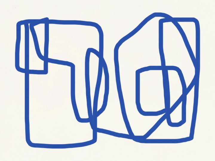 Line art in cobalt blue 02 - Little dean - Paintings & Prints, Abstract ...