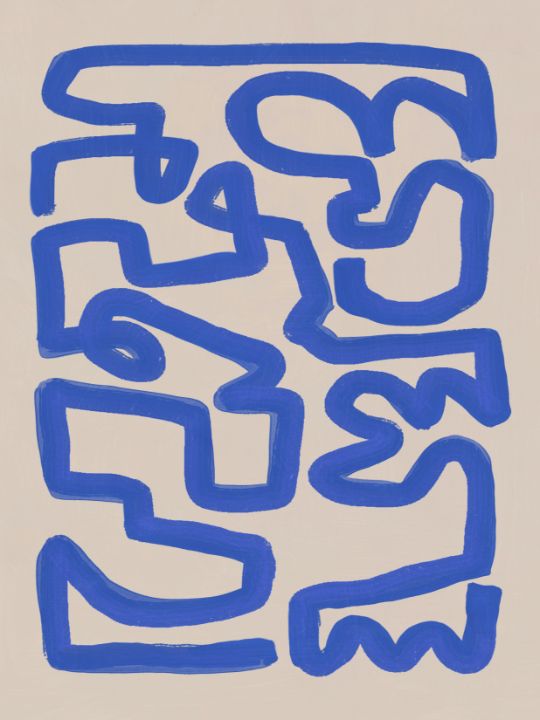 Abstract cobalt line deco 03 - Little dean - Paintings & Prints ...