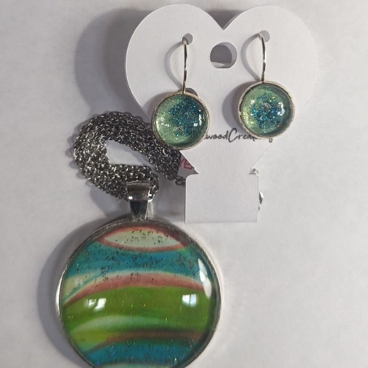 Teal & Green Stripe - Sandi's Artistic Impressions - Jewelry, Necklaces ...