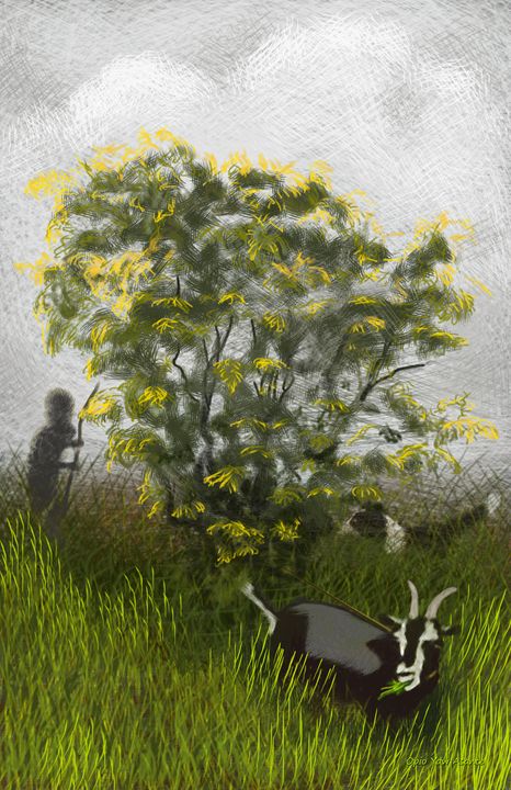 Boy with Dog and Goat - Opio Yaw Asante - Digital Art & AI, Animals ...